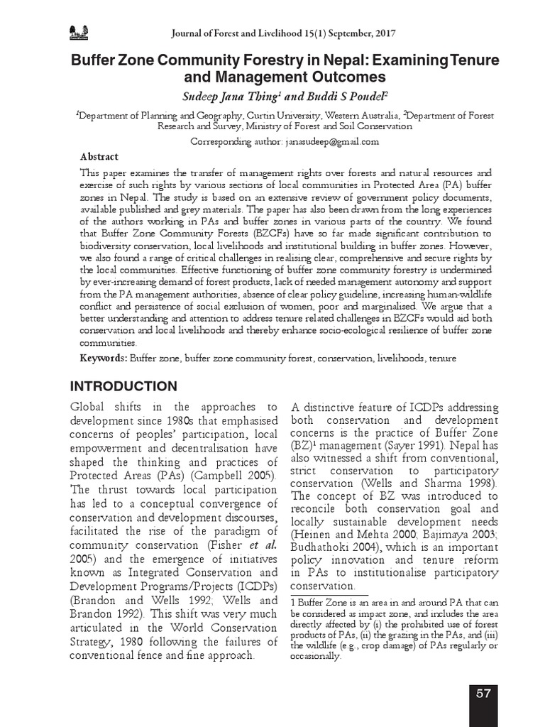 Buffer Zone Community Forestry in Nepal: Examining Tenure and ...
