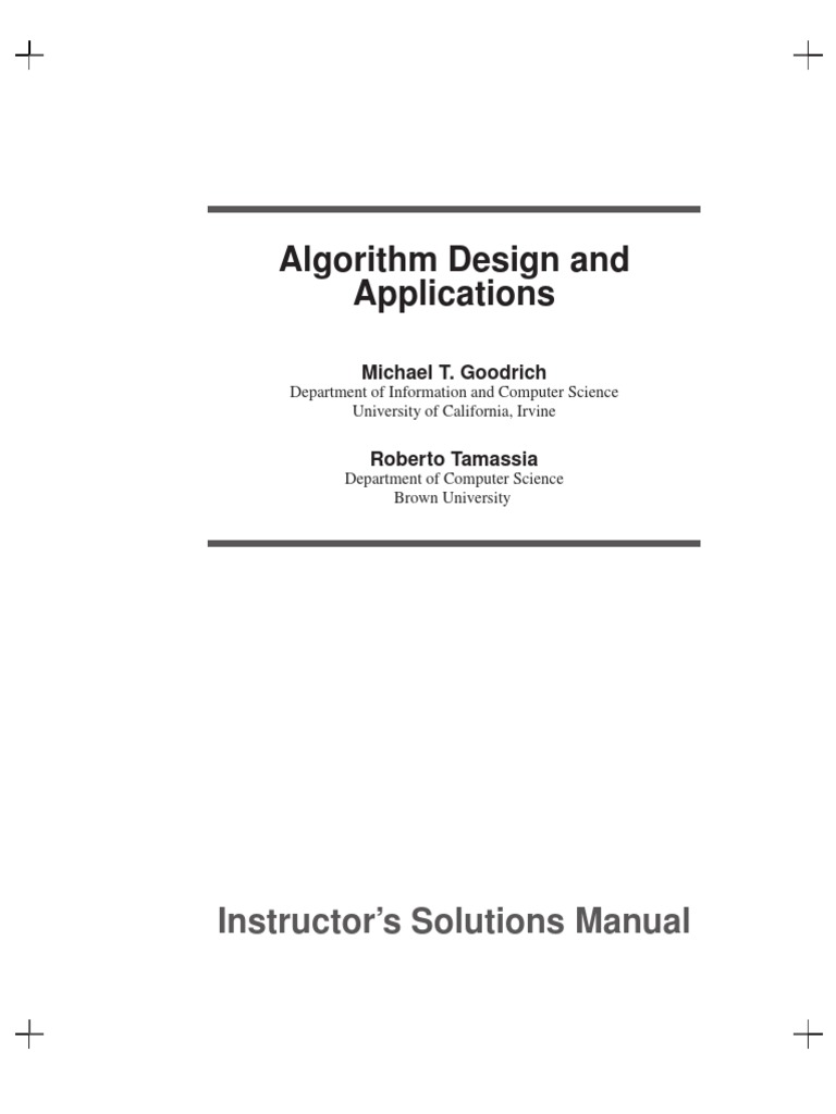 Algorithm Design and Applications: Instructor's Solutions Manual | PDF ...