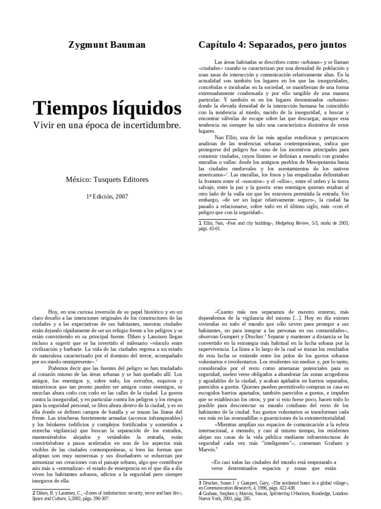 Bauman Z. - Tiempos Liquidos - Separados Pero Juntos | PDF | Ghetto
