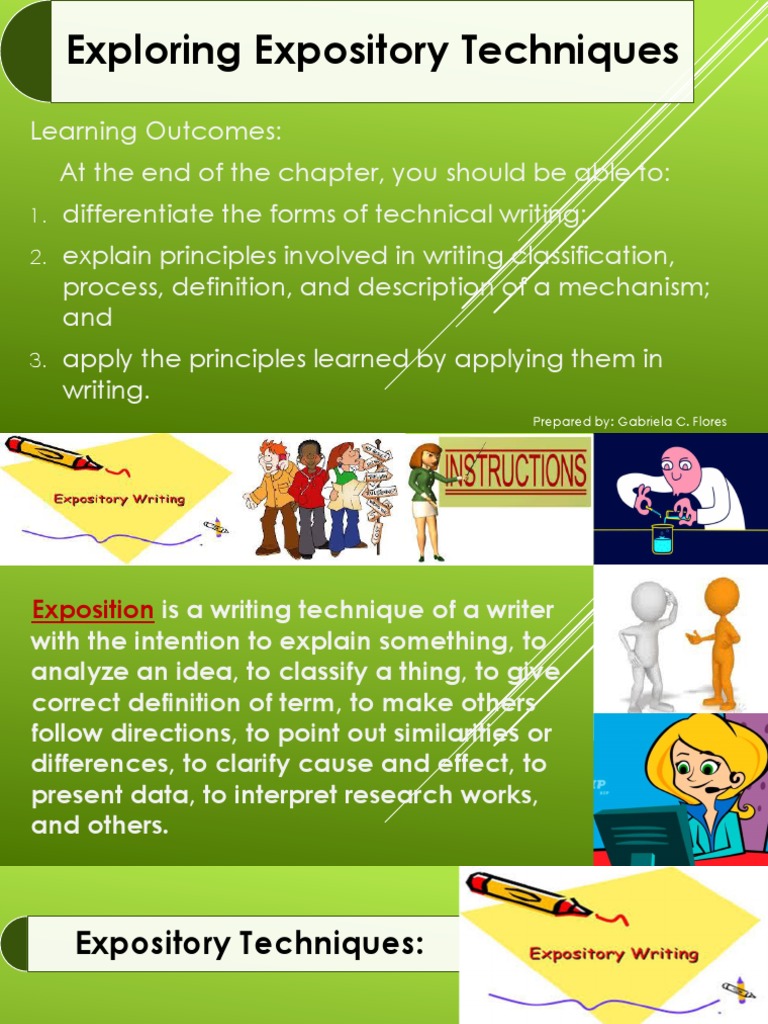 Expository Techniques in Writing | PDF | Definition | Communication