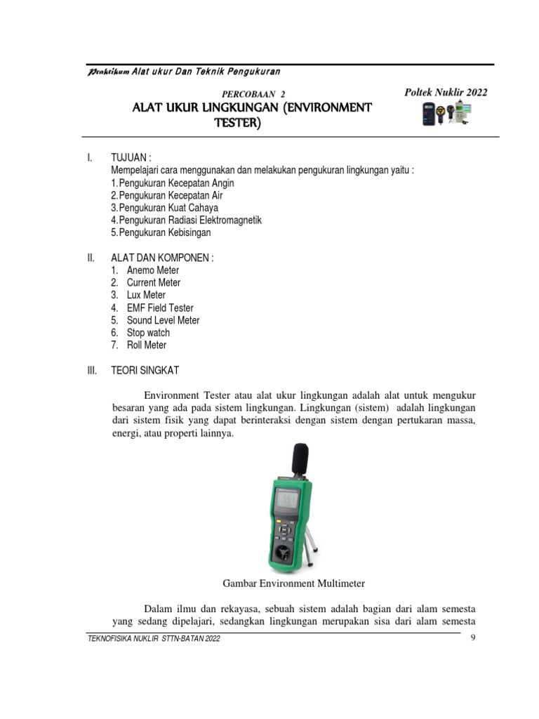 02 Alat Ukur Lingkungan (Environment Tester) | PDF
