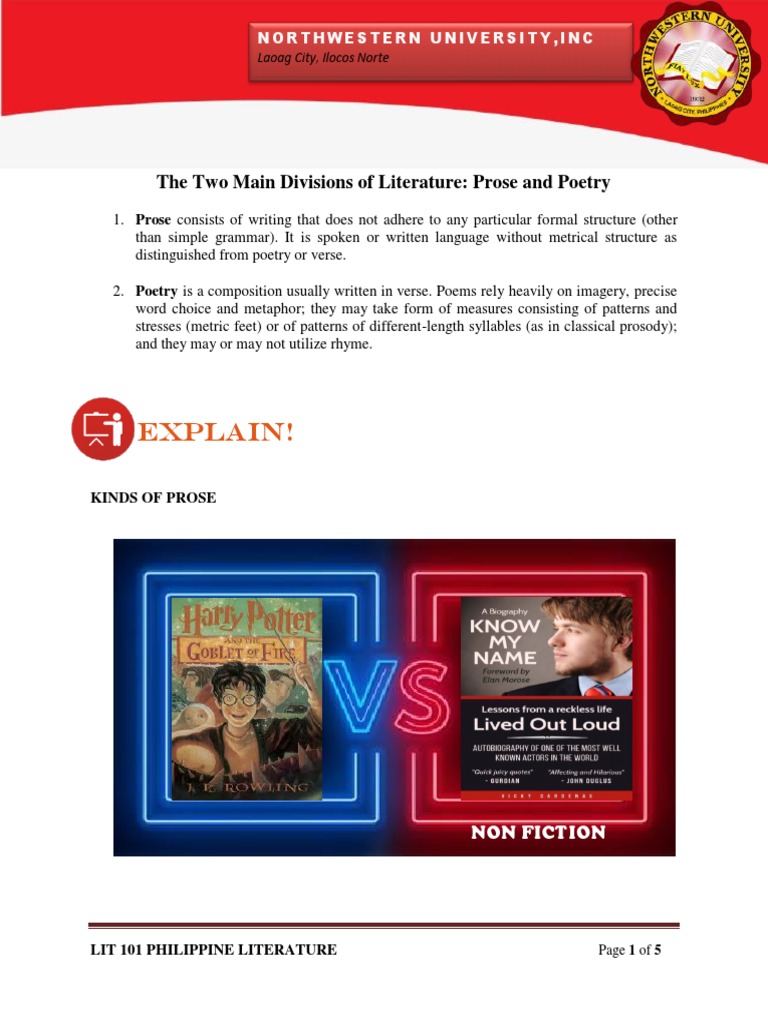 2 Division of Literature Prose | PDF | Poetry | Narration