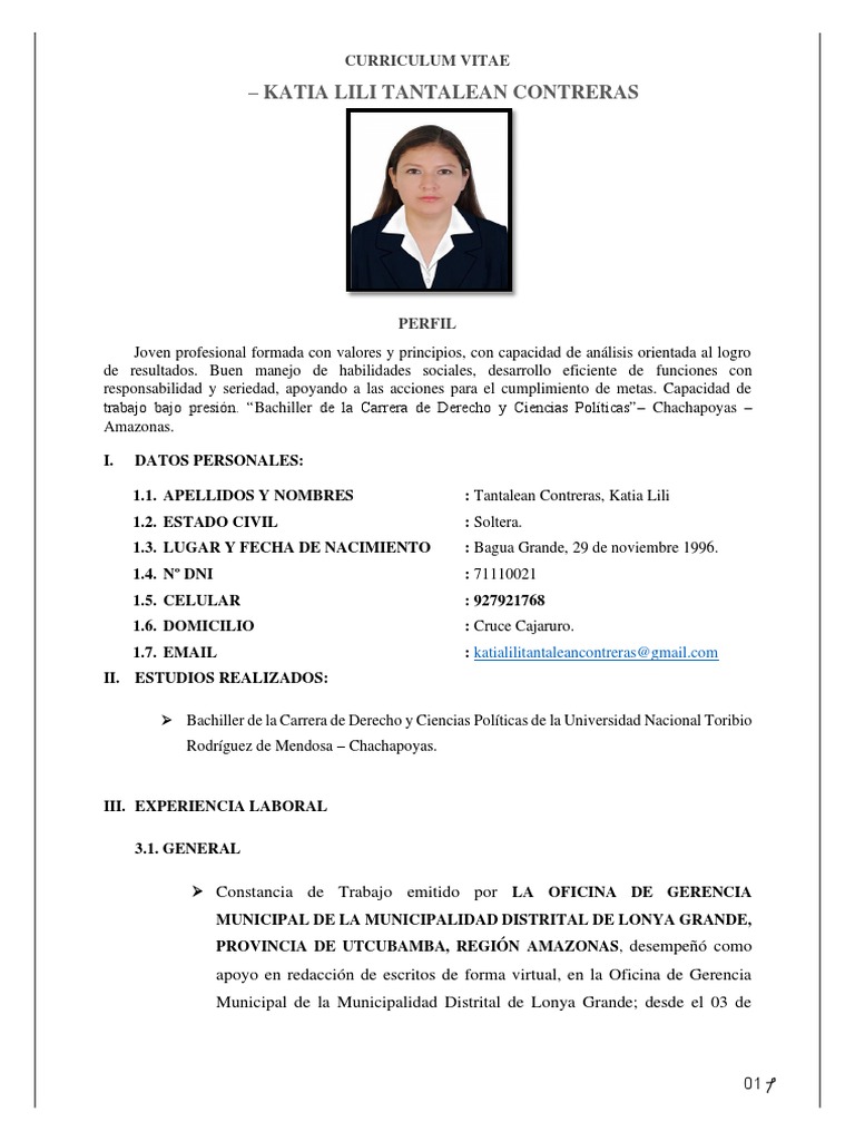 Curriculum Documentado KAtia Lili Tantalean Contreras | PDF | Microsoft