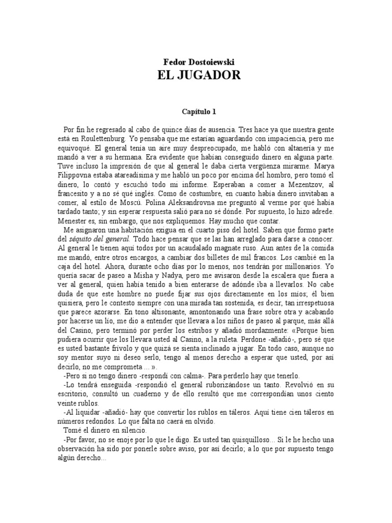 Fédor Dostoievski - El Jugador | PDF | Verdad