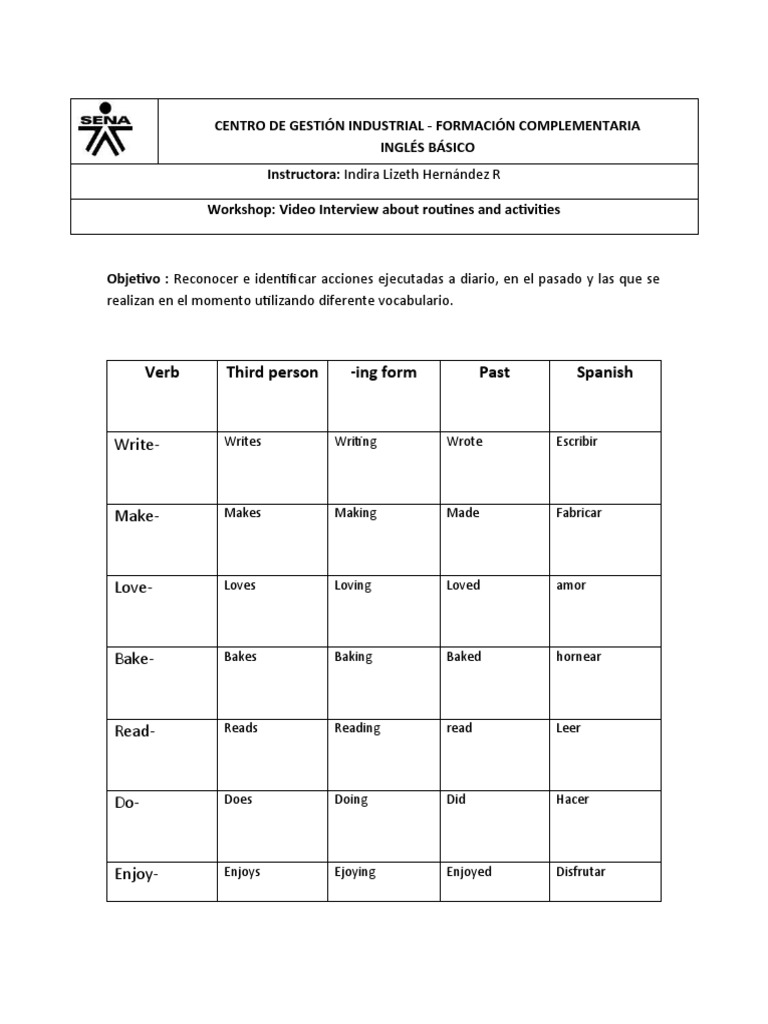 Workshop Basic English Video Indications RESOLVED | PDF | Linguistics ...
