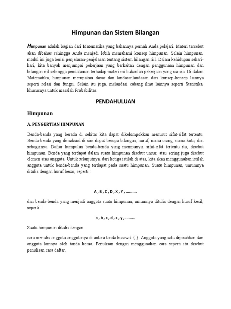Konsep Himpunan & Bilangan Riil | PDF