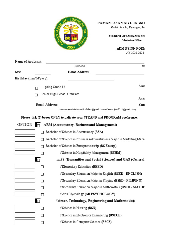 PLP Admission Form | Download Free PDF | Bachelor's Degree | Bachelor Of Science