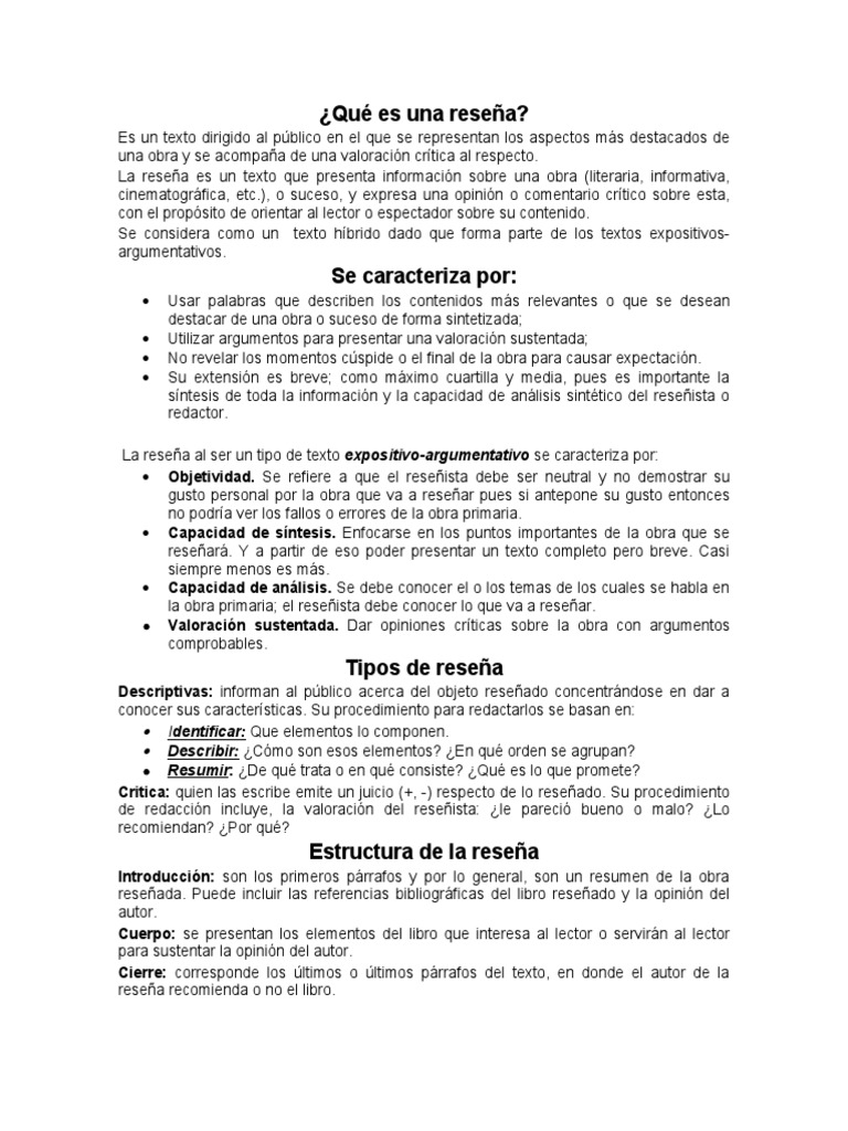 Qué Es Una Reseña | PDF | Teatro | Autor