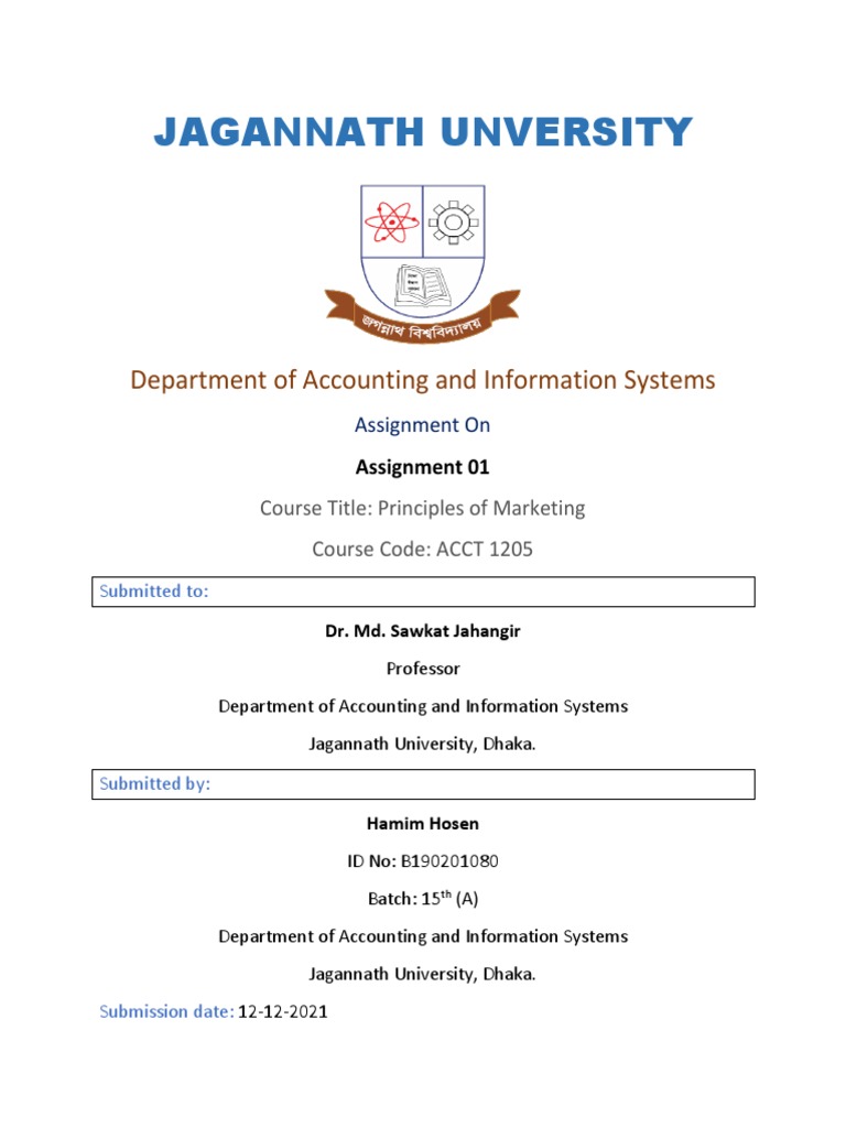 Assignment Cover Page Marketing | PDF | Accounting | Financial Services