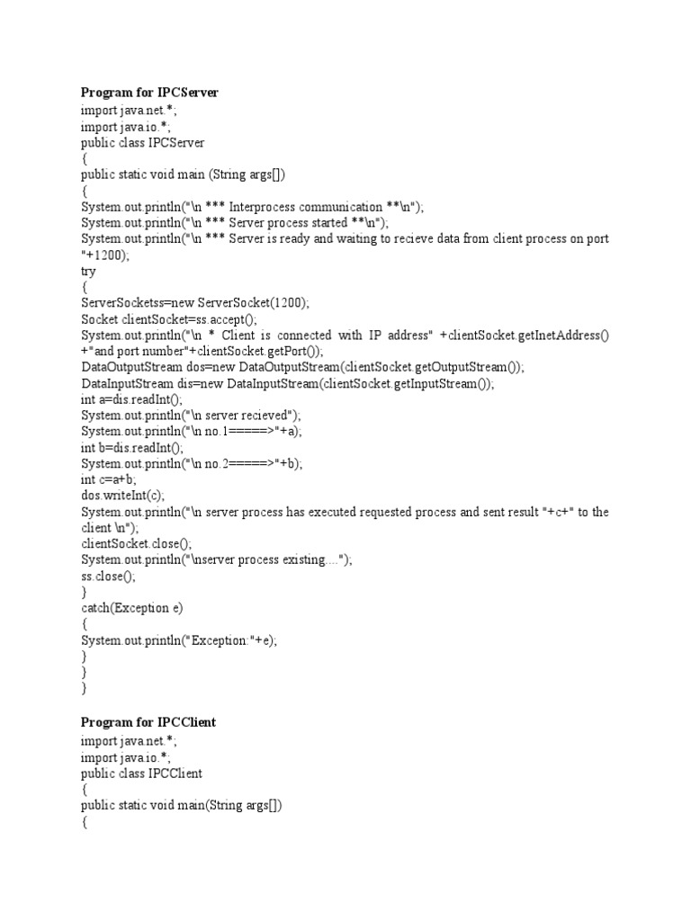 Program For IPCServer | PDF