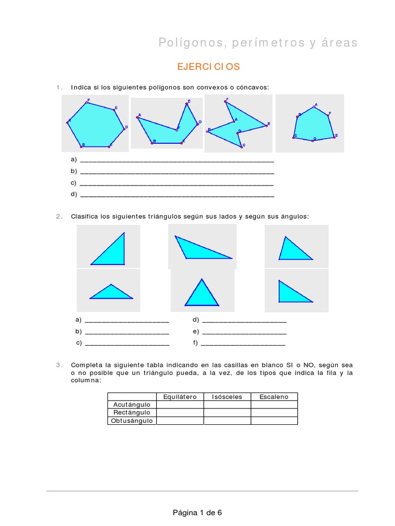 Actividades de Polígonos y Cálculo de Áreas | PDF | Triángulo | Geometría