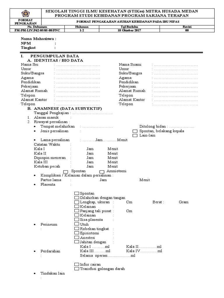 Form Pengkajian PNC | PDF