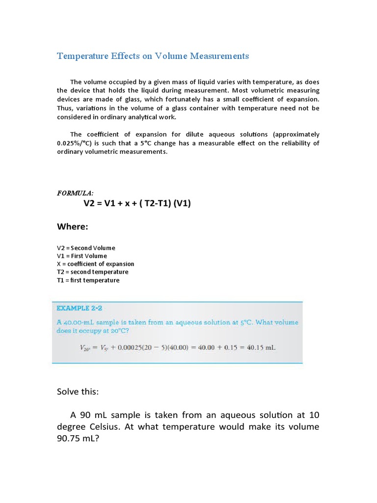Temperature Impact on Liquid Volume | PDF