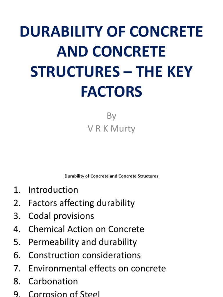 Durability of Concrete-Key Factors | PDF | Concrete | Corrosion