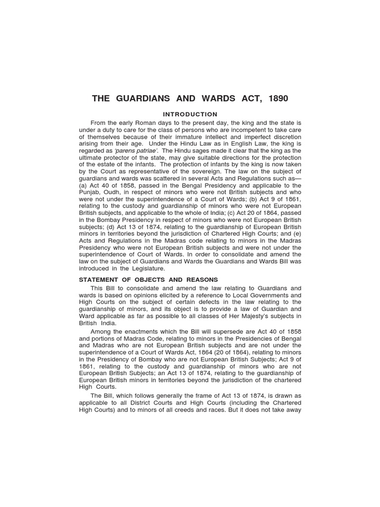 Gaurdian Ward Act | PDF | Legal Guardian | Jurisdiction
