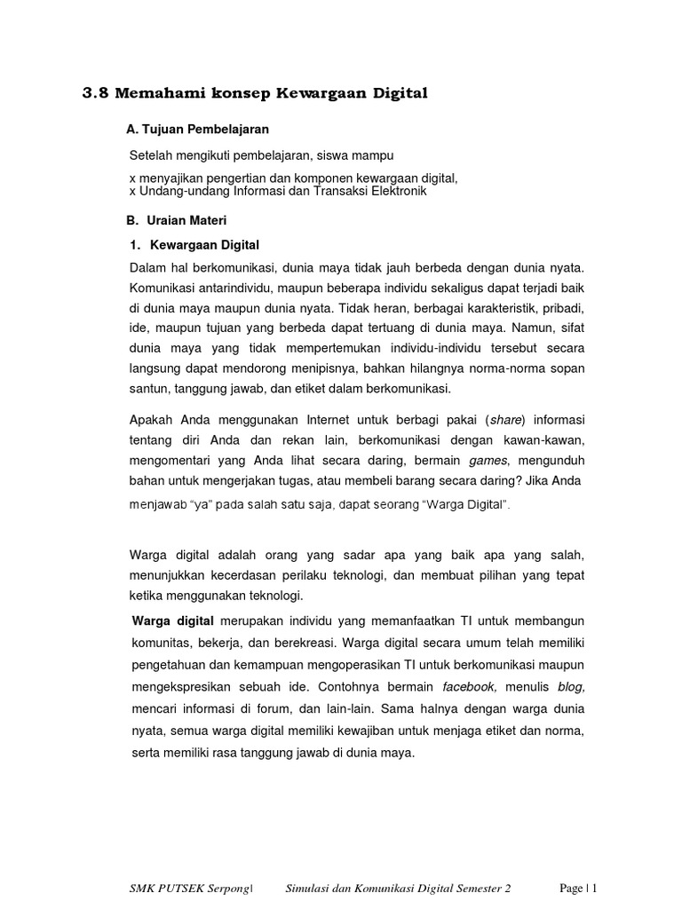 Kewargaan Digital dan Etiket Teknologi | PDF