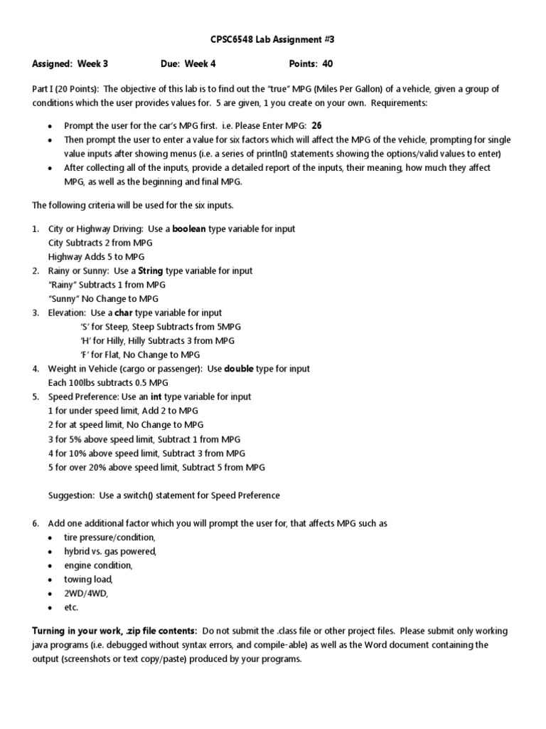 CPSC6548 FA21 Lab Assignment#3 | PDF | Fuel Economy In Automobiles ...