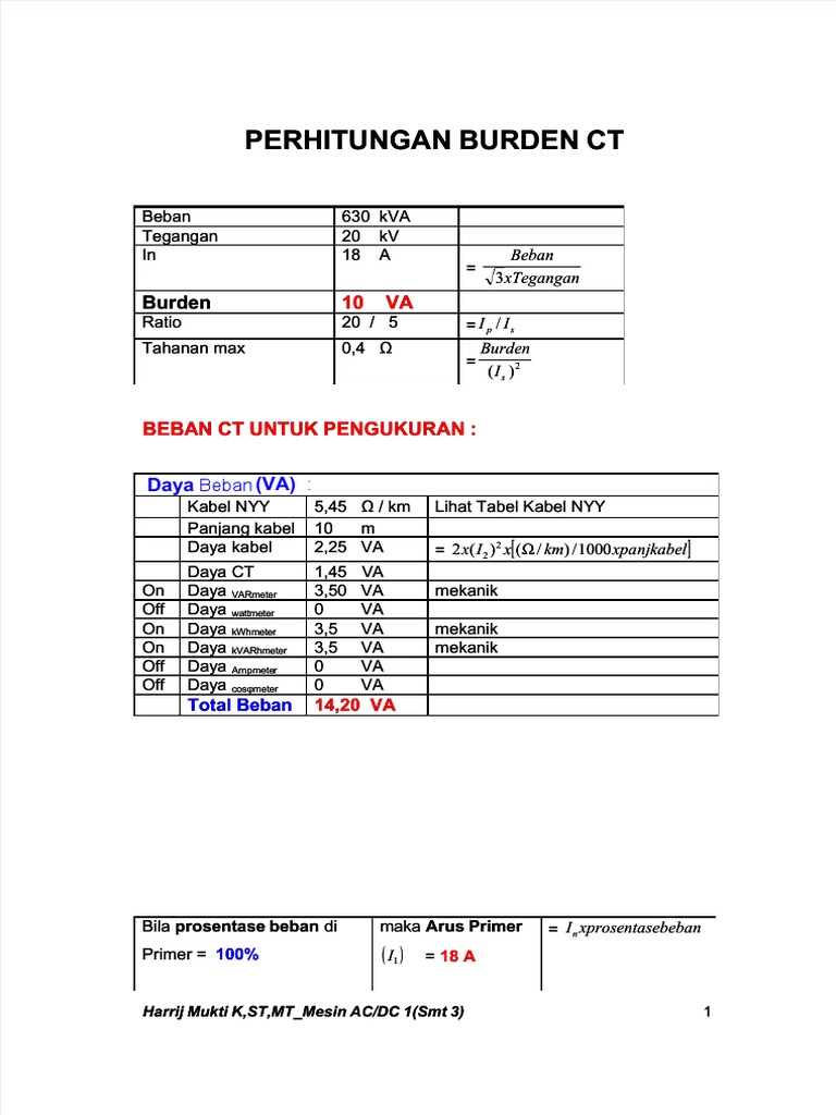 Perhitungan Burden CT | PDF