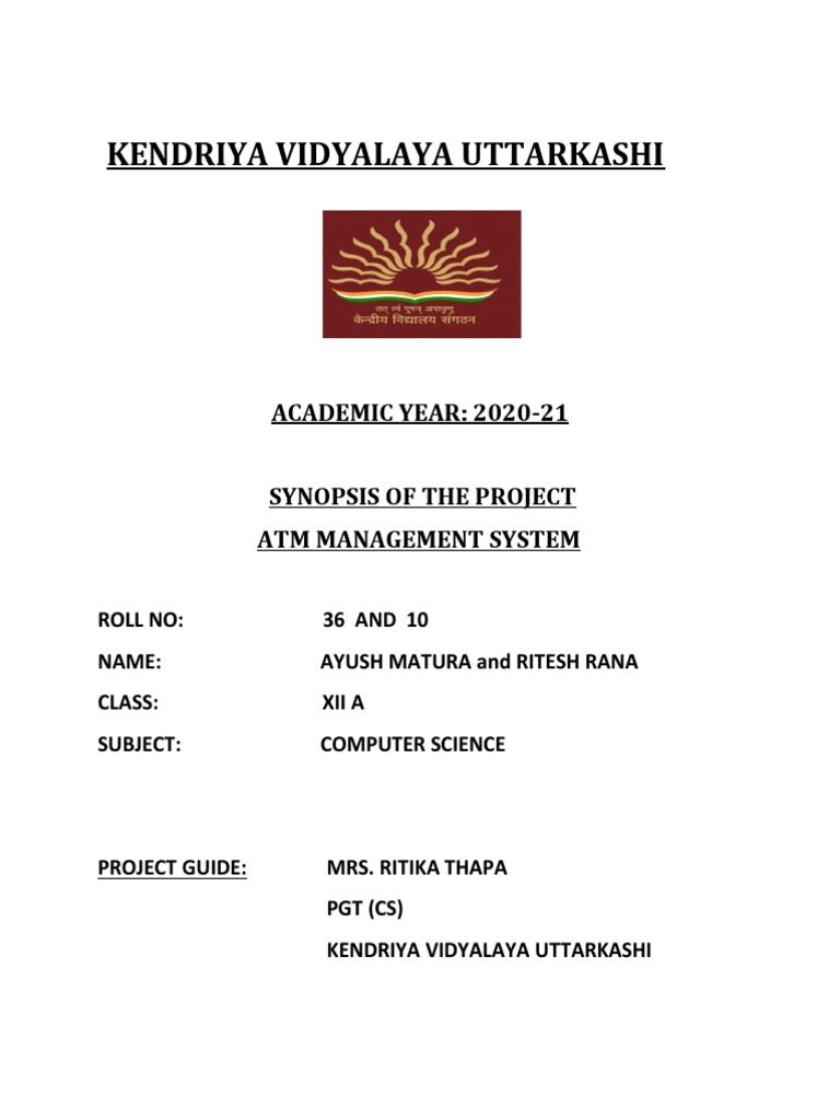 Atm Management System An Introduction To A Python Based Project For Managing Bank Accounts And