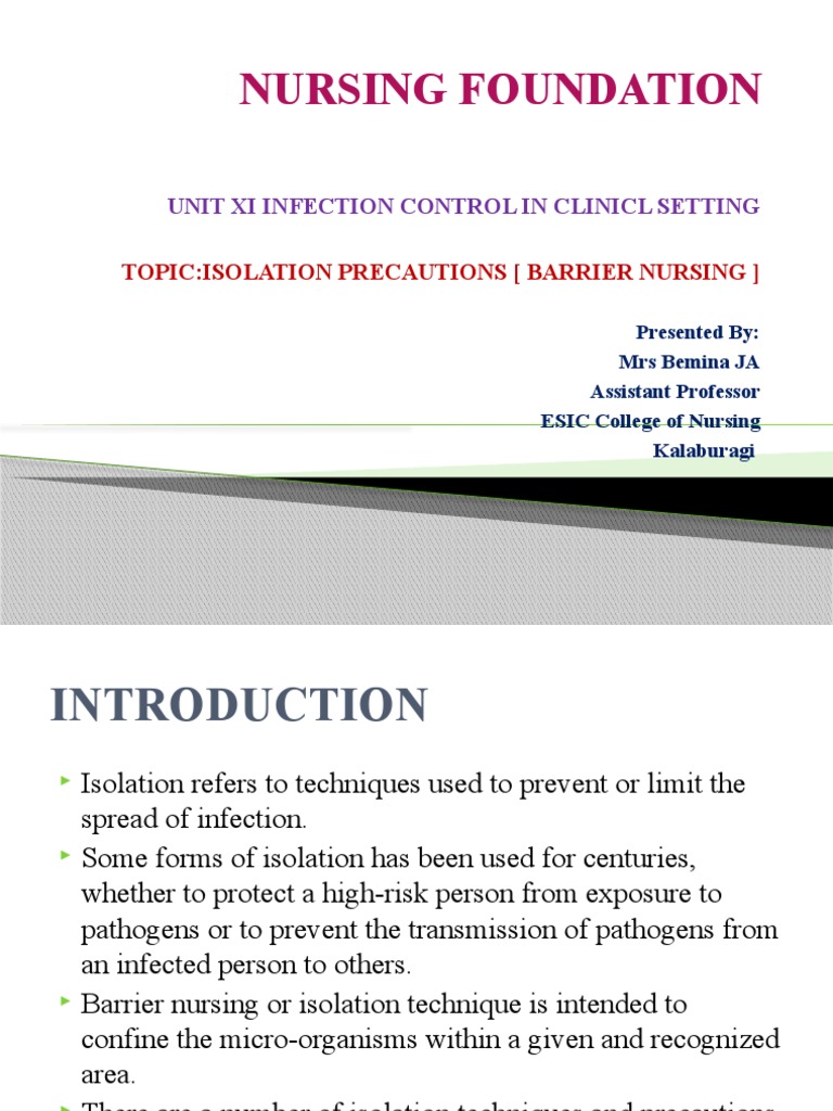 Nursing Foundation: Unit Xi Infection Control in Clinicl Setting | PDF ...