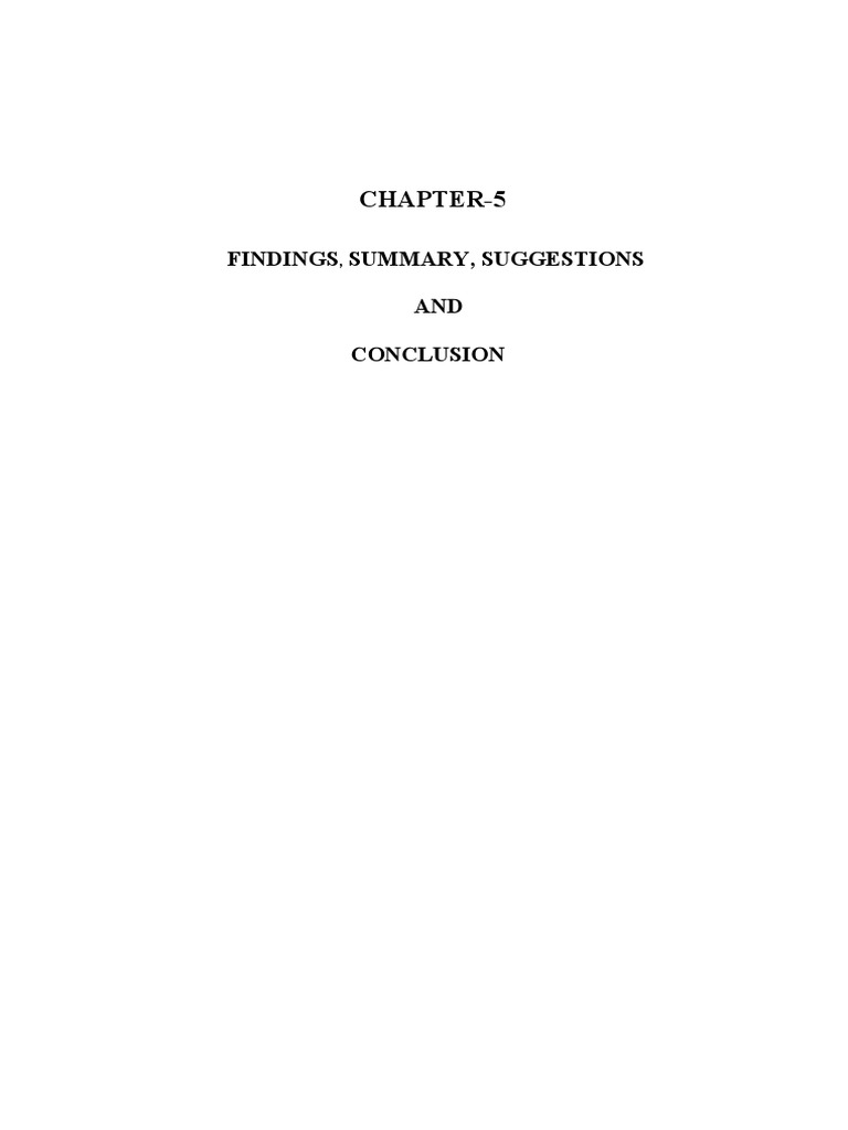 Chapter-5: Findings Summary, Suggestions AND Conclusion | Download Free ...