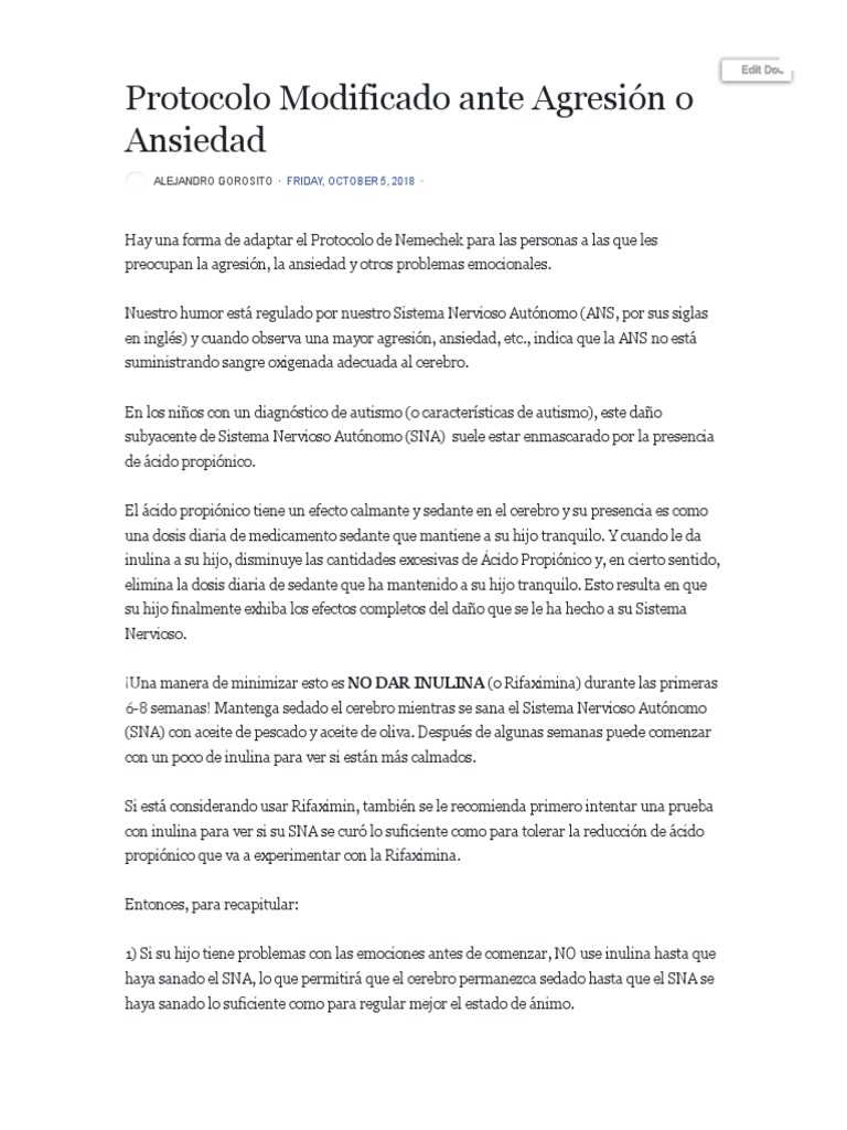 Protocolo Modificado Ante Ansiedad o Agresion | PDF | Ansiedad | Las emociones