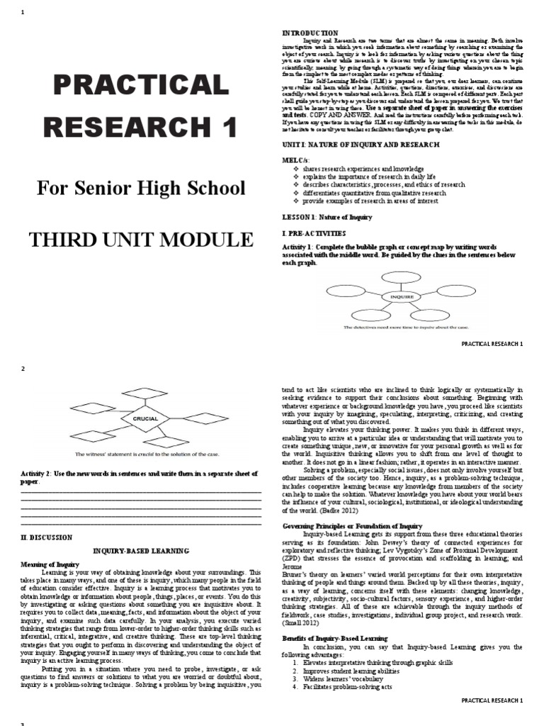 PR 1 Third Unit Module 2021-2022 | PDF | Qualitative Research | Inquiry ...