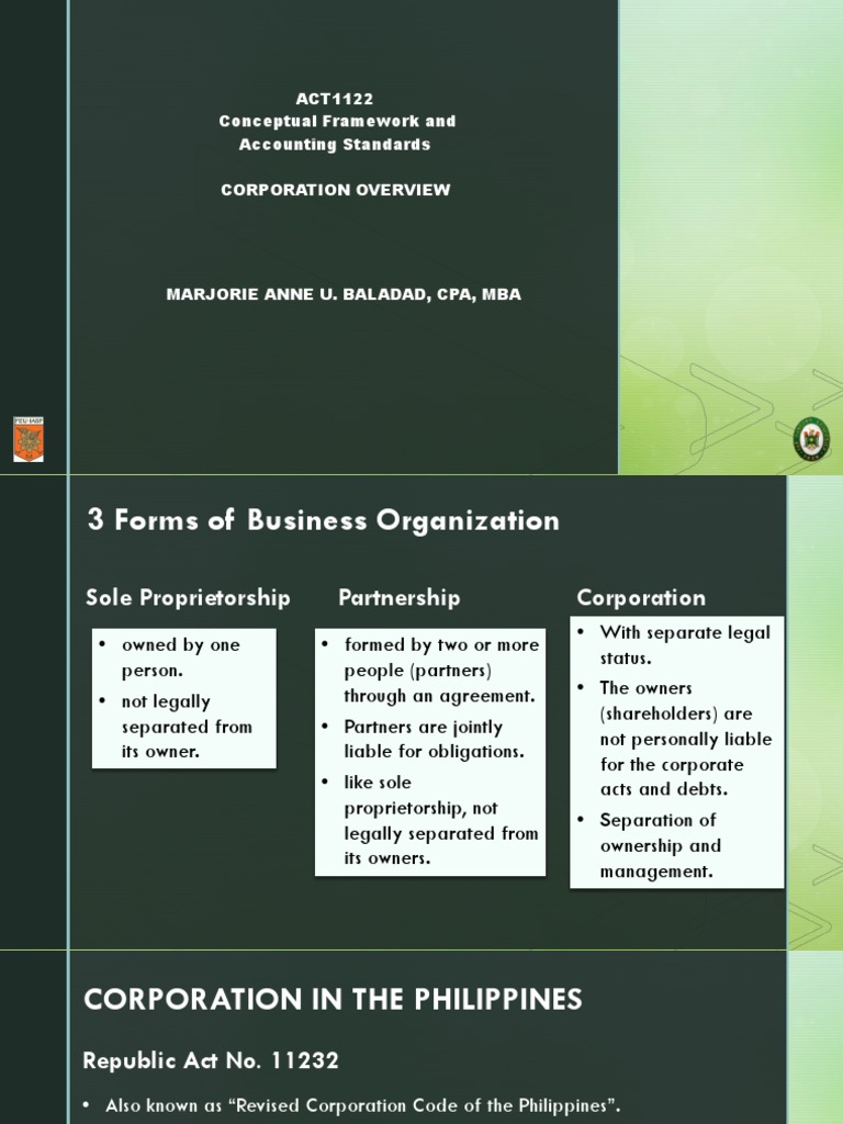 ACT1122 - CFAS - Corporation Overview | PDF | Stocks | Preferred Stock