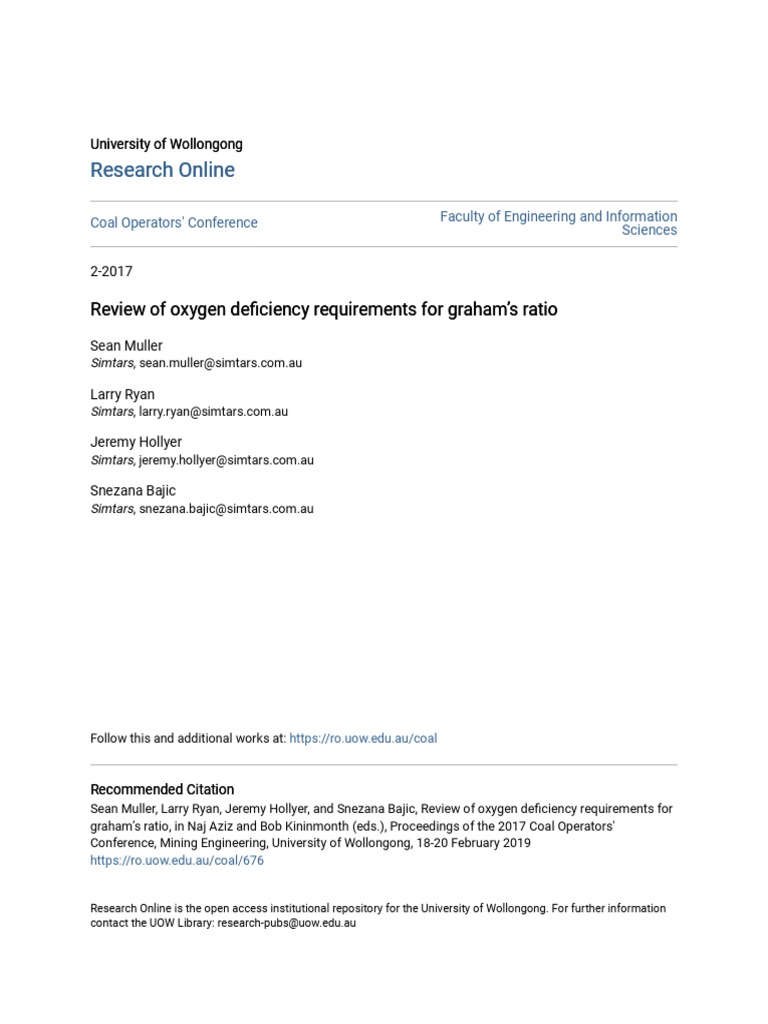 Review of Oxygen Deficiency Requirements For Graham - S Ratio | PDF ...