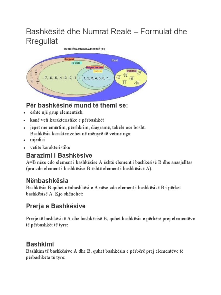 Bashkësitë Dhe Numrat Realë | PDF