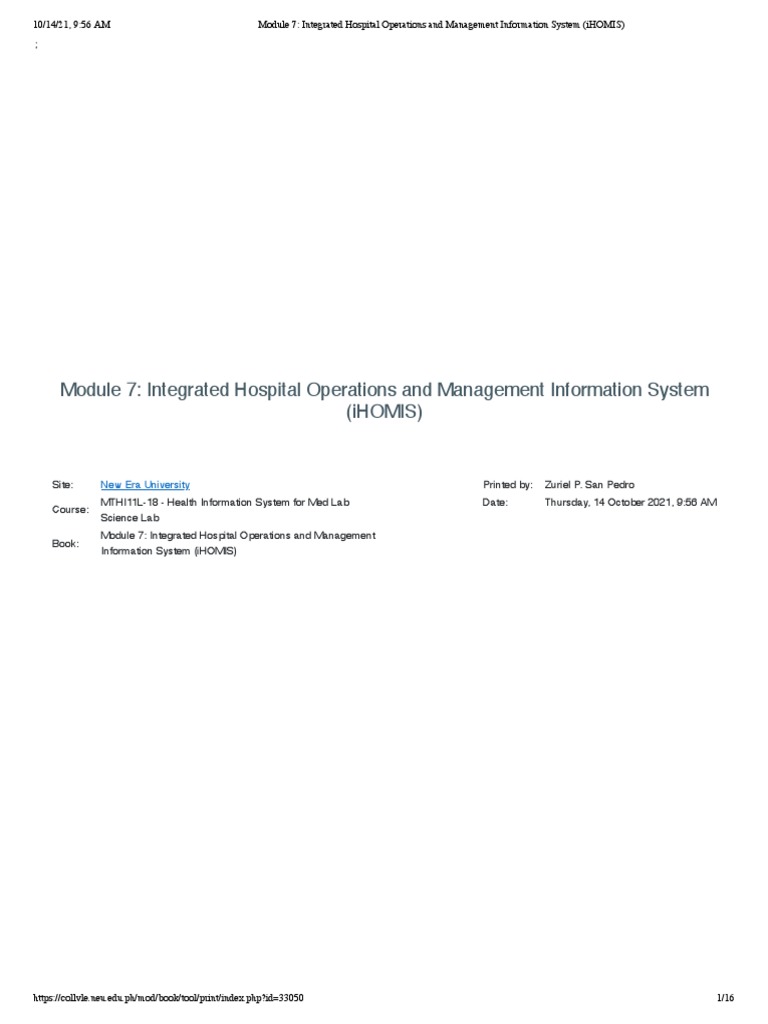 Module 7 - Integrated Hospital Operations and Management Information ...
