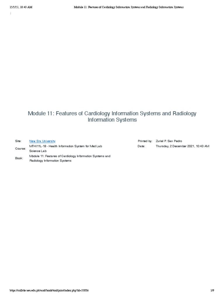 Cardiology and Radiology Info Systems | PDF | Medical Imaging | Medicine
