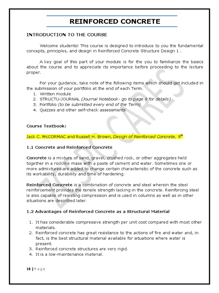 Reinforced Concrete: Introduction To The Course | PDF | Deformation ...