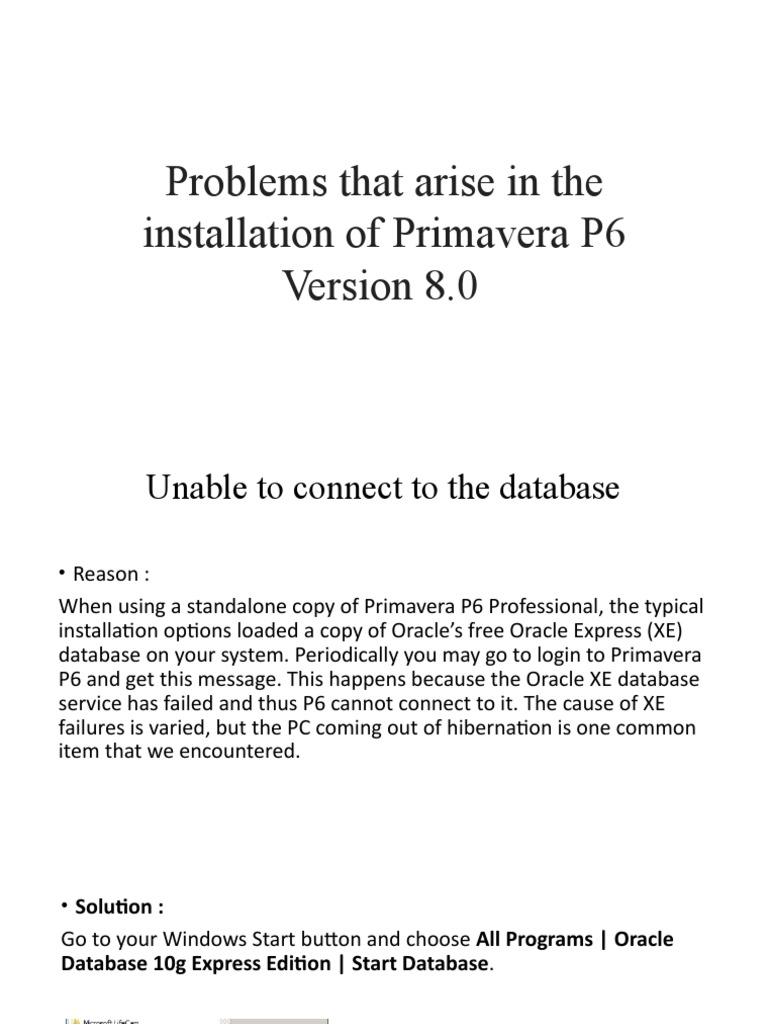 Problems That Arise in The Installation of Primavera P6 | PDF ...