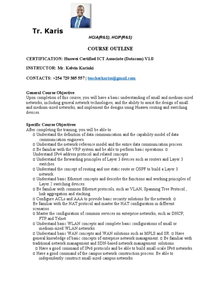 HCIA (Datacom) V1.0 WEEKEND SESSION COURSE OUTLINE | PDF | Computer Network | Ip Address