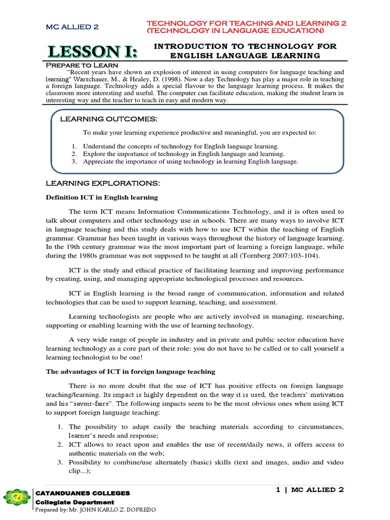 Lesson 1 Learning Module Preliminary Coverage | PDF | Educational ...