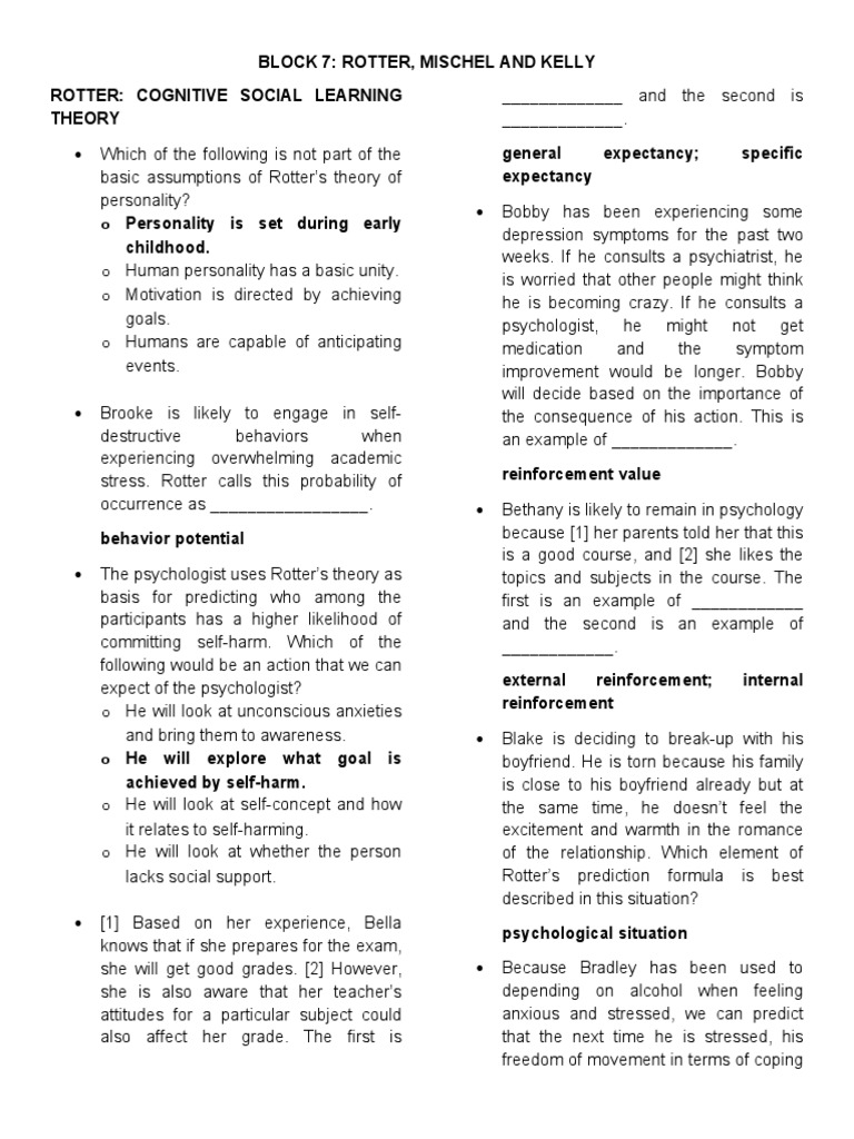 Psychology Block 7 Discussion | PDF | Psychology | Reinforcement