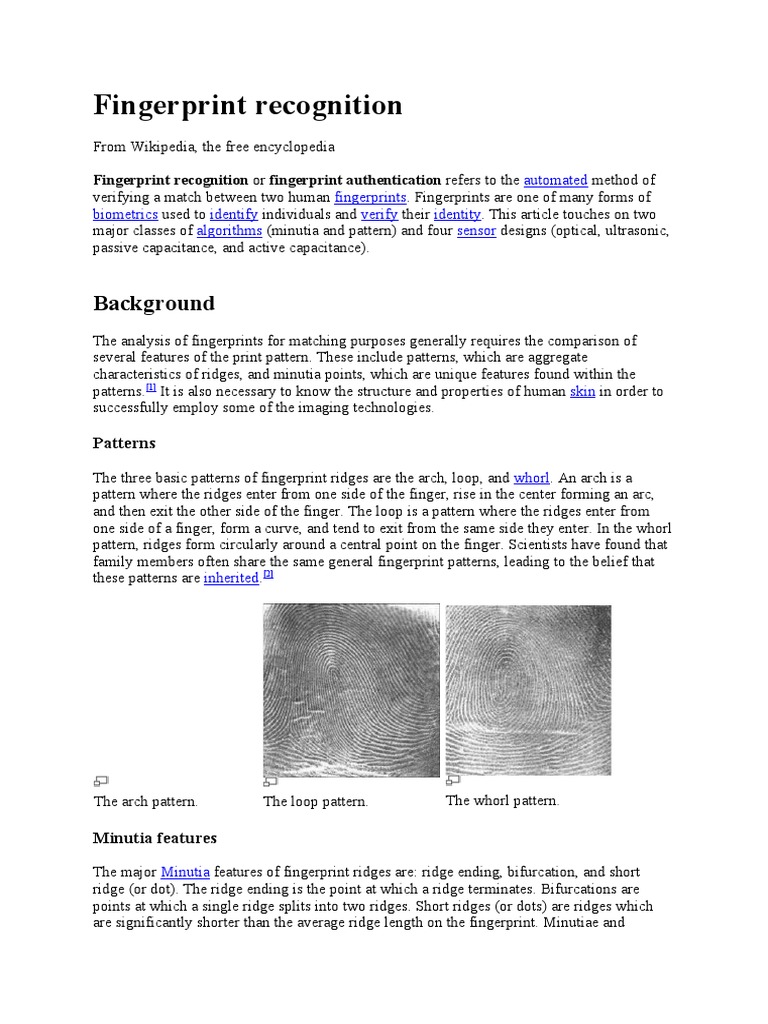 Fingerprint Recognition | PDF | Fingerprint | Capacitor