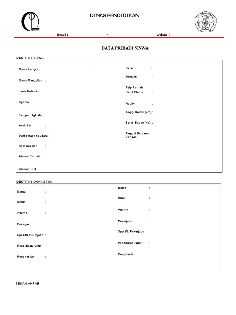Form Himpunan Data Siswa | PDF