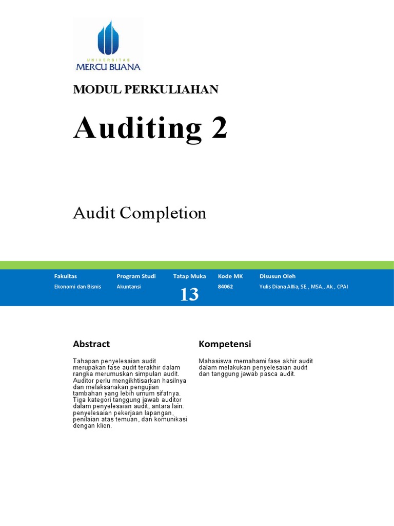 Modul Auditing II (TM12) | PDF