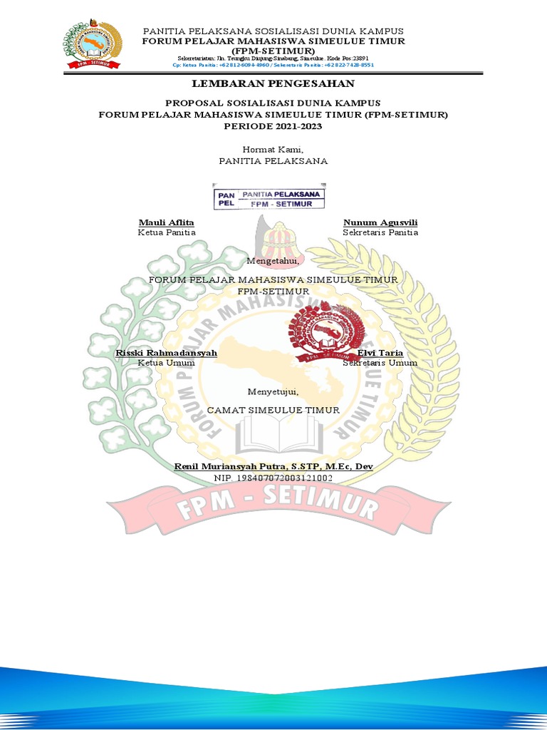 Proposal Kegiatan Sosialisasi Fpm-Setimur 2022 | PDF