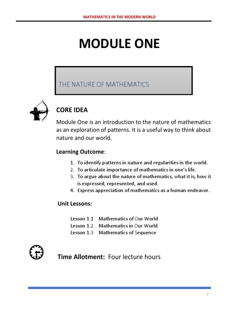 Module One: The Nature of Mathematics | PDF | Pattern | Mathematics
