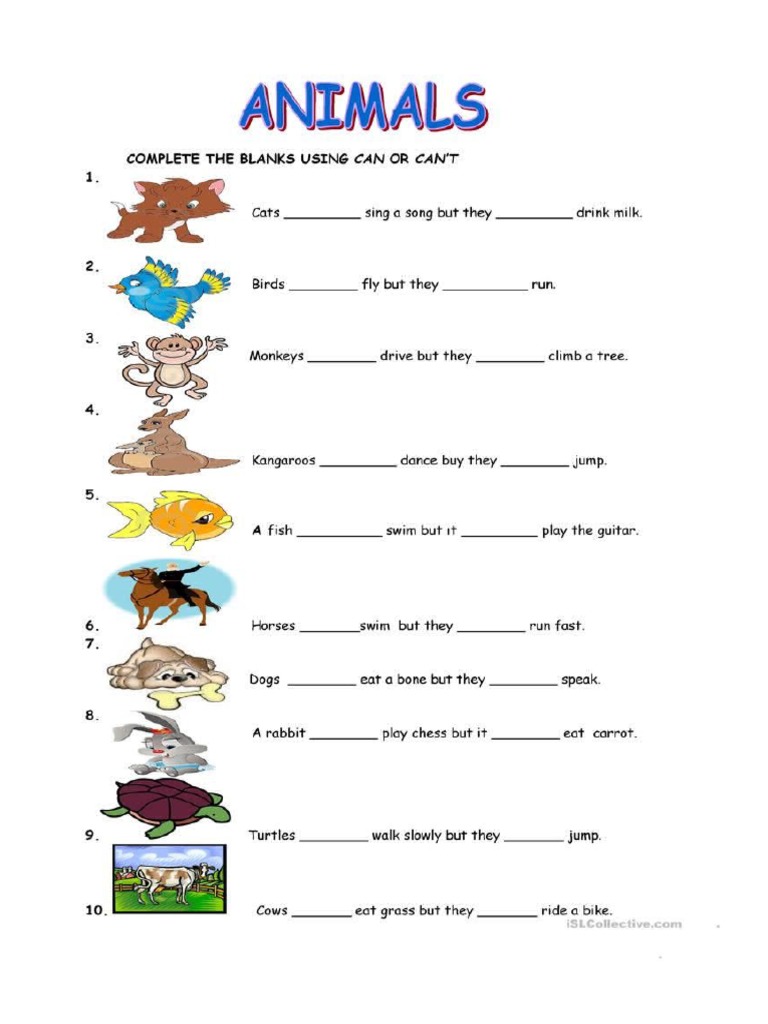 Fill in The Blanks (Animals) | PDF
