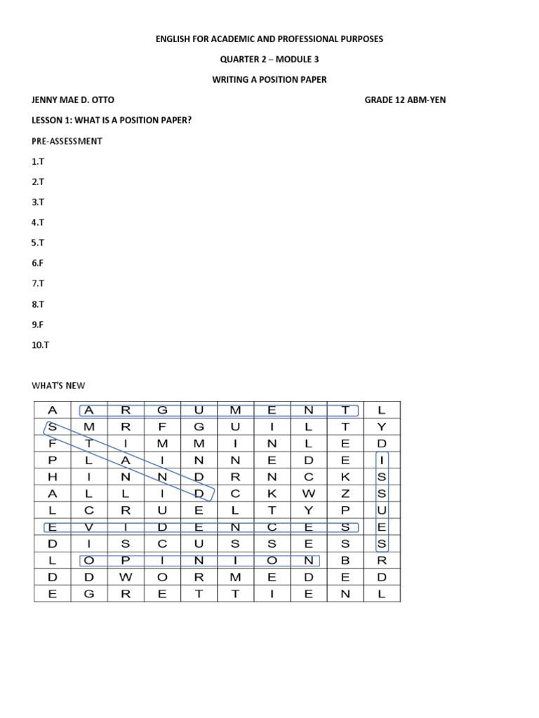 EAPP Q2: Writing a Position Paper | PDF | Cyberbullying | Bullying