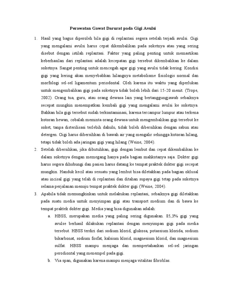 Panduan Darurat Gigi Avulsi | PDF