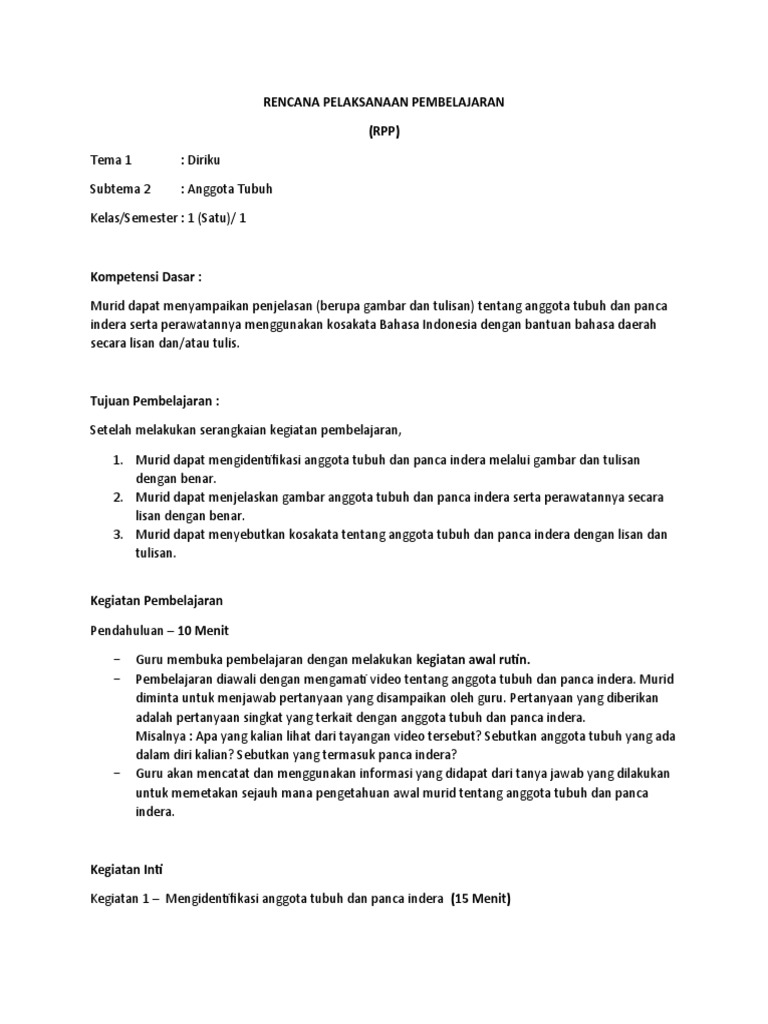 RPP Kelas Rendah Berdiferensiasi | PDF