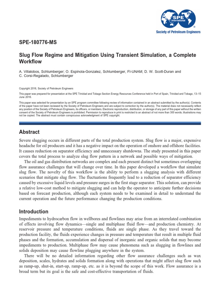 SPE-180776-MS Slug Flow Regime and Mitigation Using Transient Simulation, A Complete Workflow ...