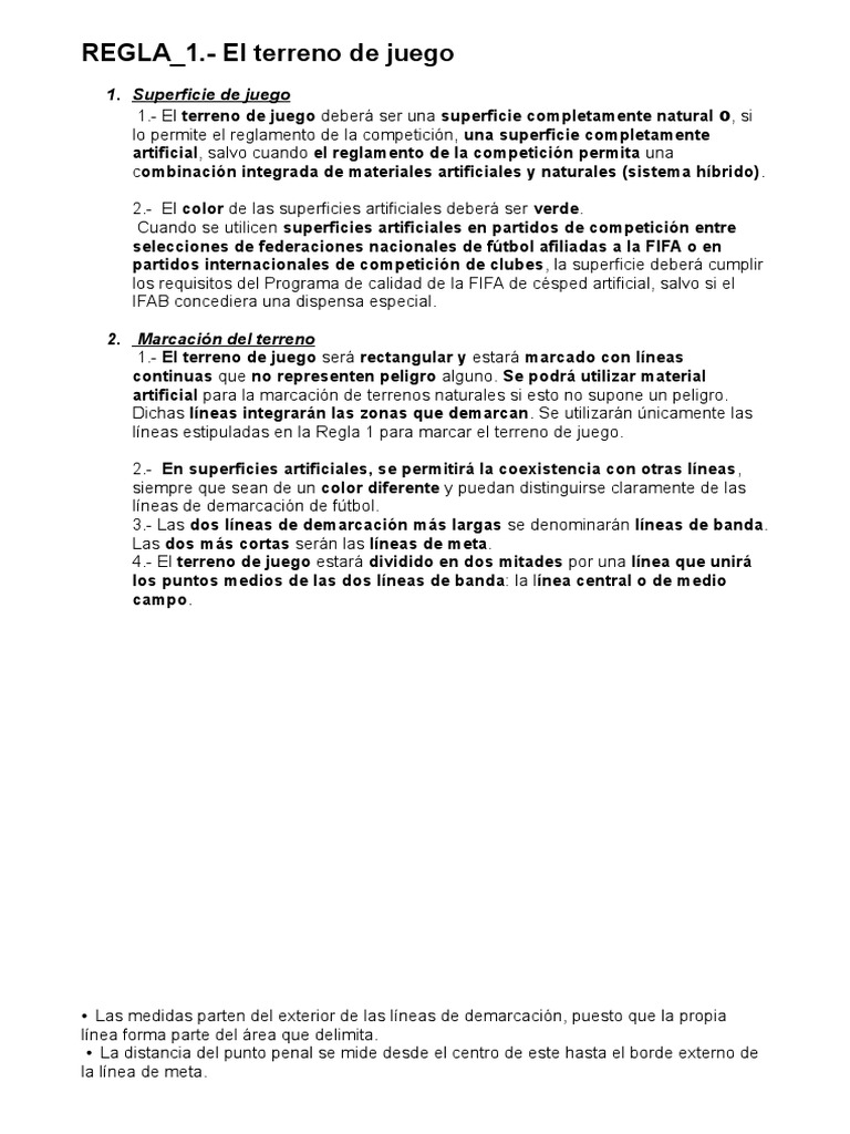 Dimensiones y marcación del terreno de juego | PDF | Asociación de ...