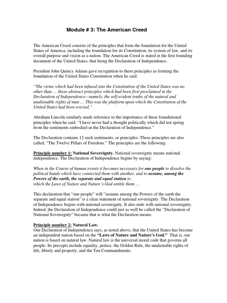 Cmod 3 The American Creed | PDF | Natural And Legal Rights | Natural Law