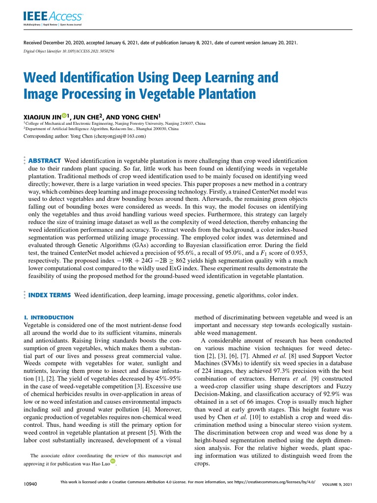 Weed Identification Using Deep Learning and Image Processing in ...